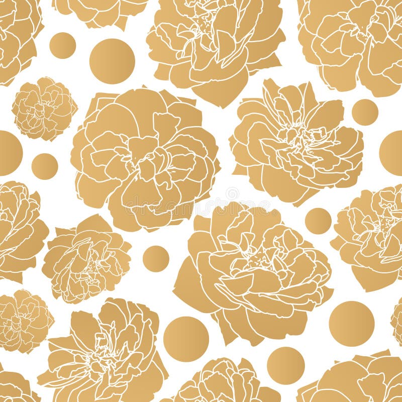 Gold Rose Seamless Pattern Vector Stock Vector - Illustration of leaf ...
