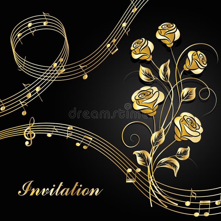 Gold Music Notes Black Background Stock Illustrations – 1,168 Gold ...