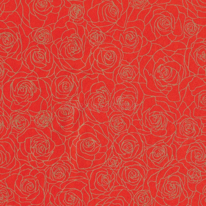 Gold Roses on Red Tissue Paper Background Stock Photo - Image of ...
