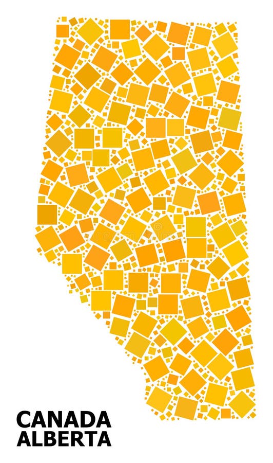 Gold Rotated Square Mosaic Map of Alberta Province Stock Illustration ...