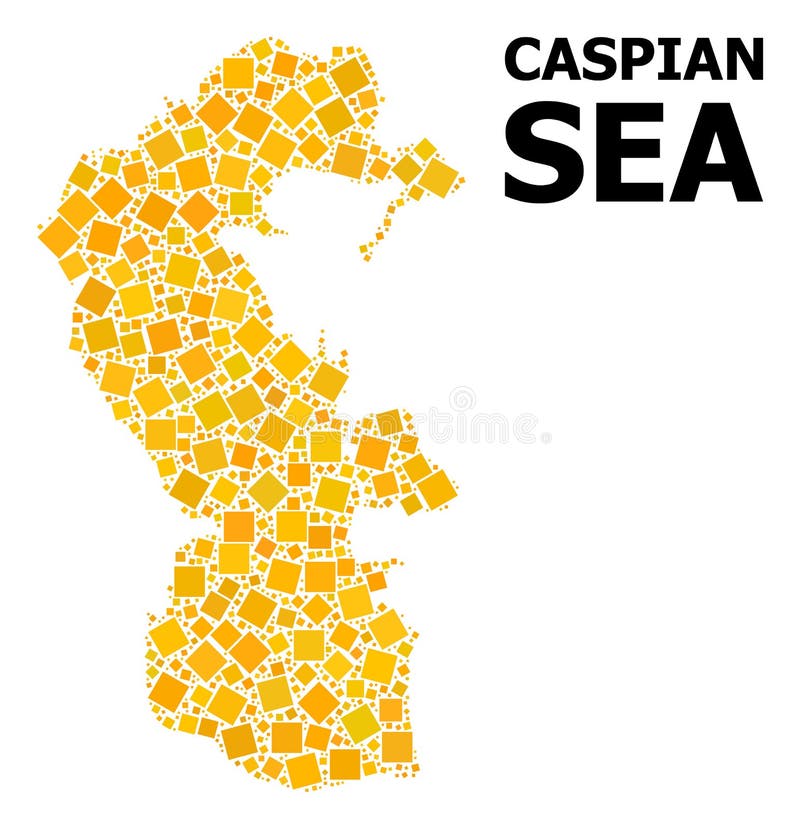 Gold Rotated Square Mosaic Map of Caspian Sea Stock Illustration ...