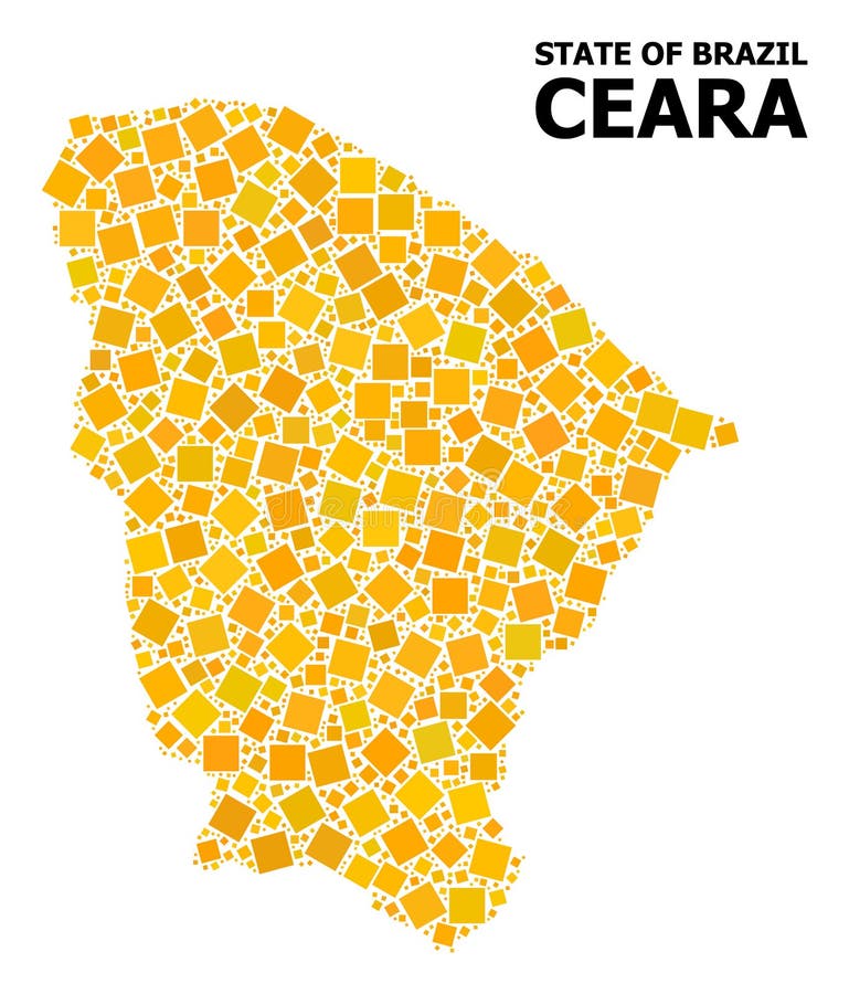 Gold Rotated Square Mosaic Map of Ceara State Stock Illustration ...