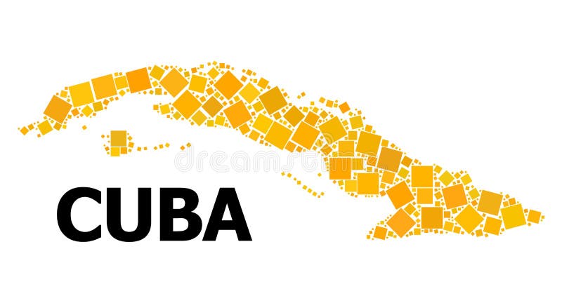 Gold Rotated Square Mosaic Map of Cuba Stock Illustration ...