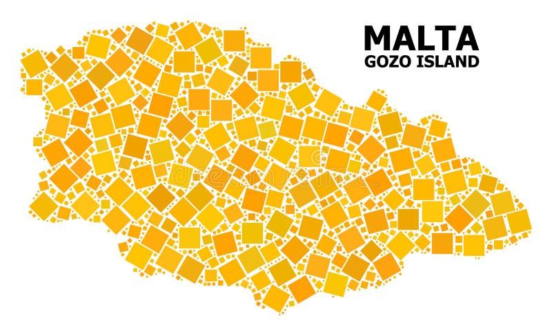 Gold Rotated Square Mosaic Map of Gozo Island Stock Illustration ...