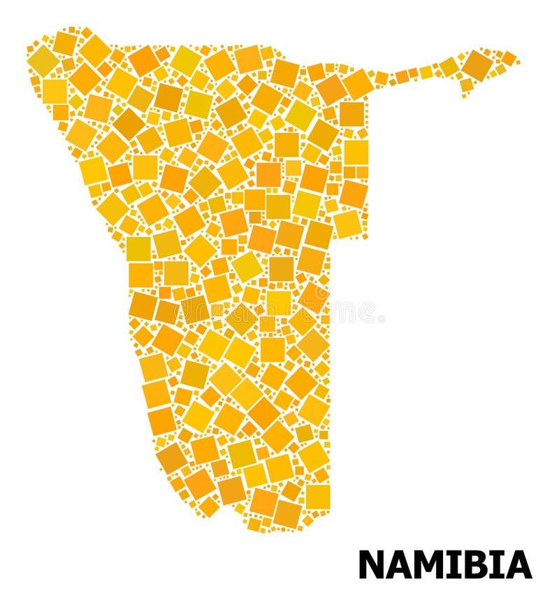 Gold Rotated Square Mosaic Map of Namibia Stock Illustration ...