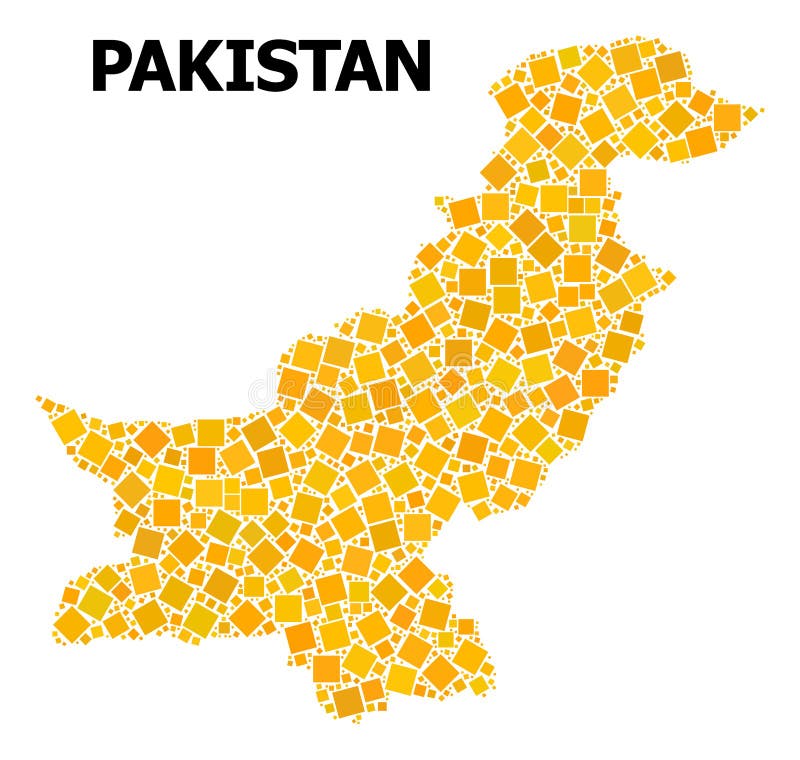Gold Rotated Square Mosaic Map of Pakistan Stock Illustration ...