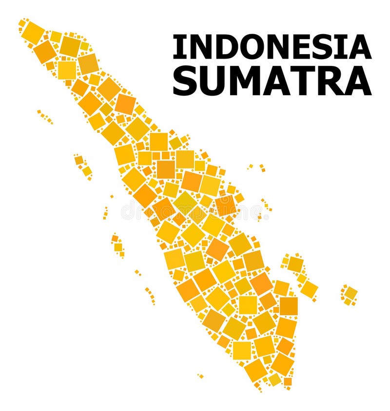 Gold Rotated Square Mosaic Map of Sumatra Island Stock Illustration ...