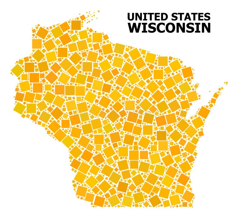 Gold Map of Wisconsin the Badger State Stock Vector - Illustration of ...