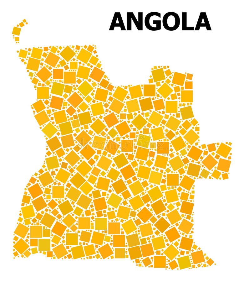 Gold Rotated Square Pattern Map of Angola Ilustração Stock - Ilustração ...