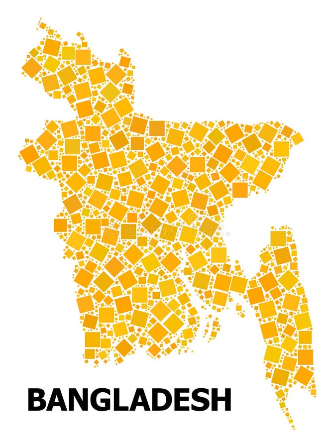 Map of Bangladesh, Gold Map on Black Background Stock Illustration ...