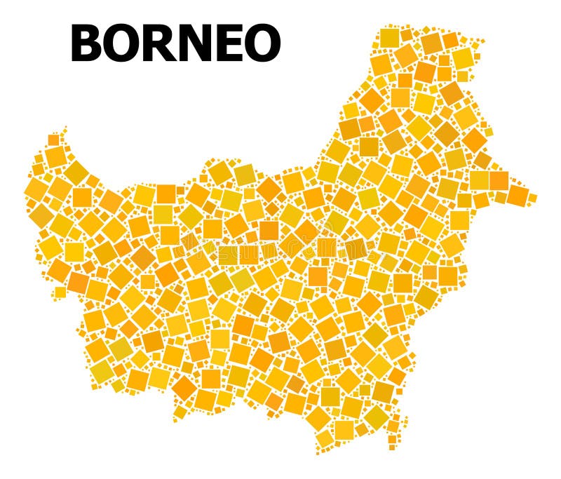 Gold Rotated Square Pattern Map of Borneo Island Stock Illustration ...