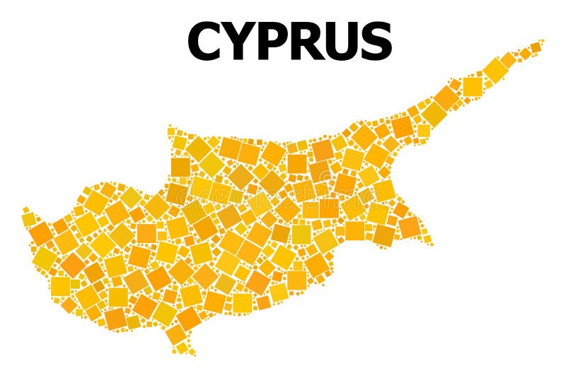 Gold Rotated Square Pattern Map of Cyprus Island Stock Illustration ...