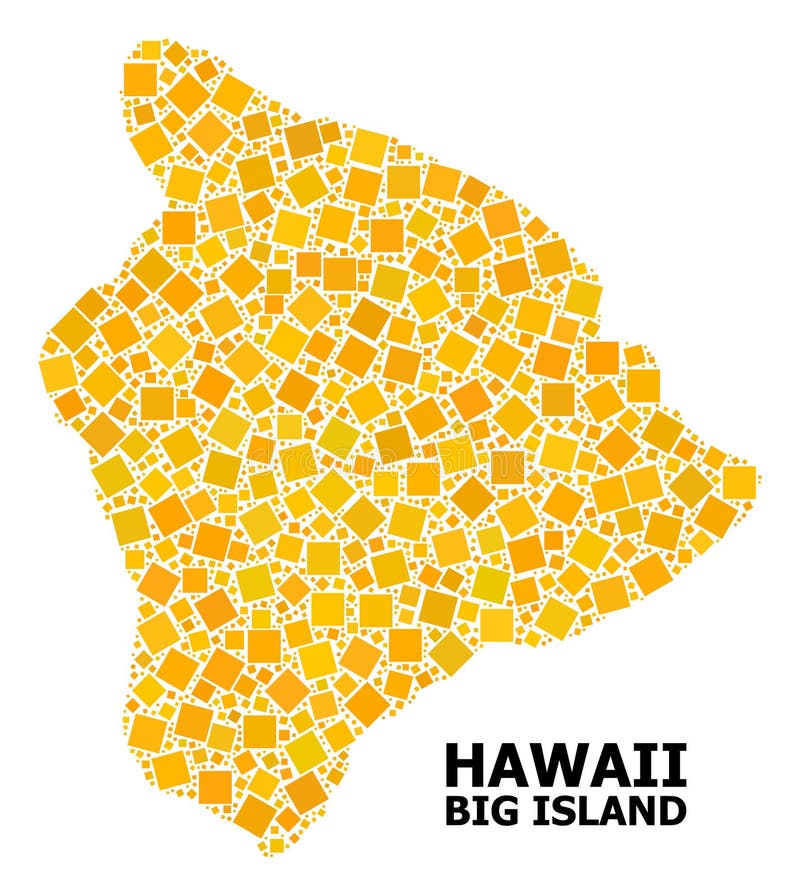 Gold Rotated Square Pattern Map of Hawaii Big Island Stock Illustration ...