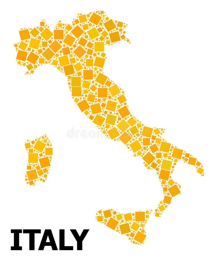 Map of gold Italy stock illustration. Illustration of flag - 13599496