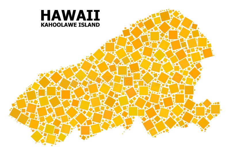 Gold Rotated Square Pattern Map of Kahoolawe Island Stock Illustration ...
