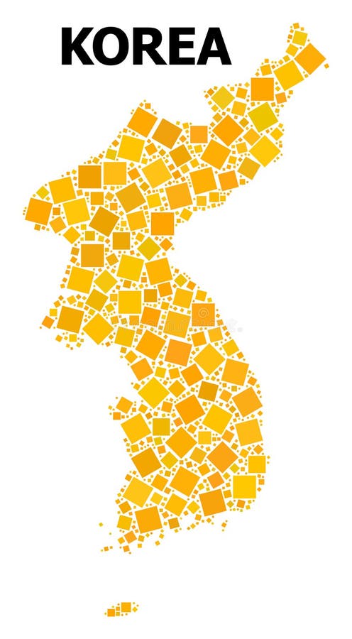 Gold Rotated Square Pattern Map of Korea Stock Illustration ...