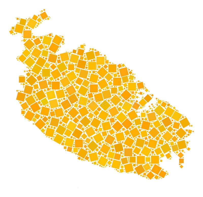 Gold Rotated Square Pattern Map of Malta Island Stock Illustration ...