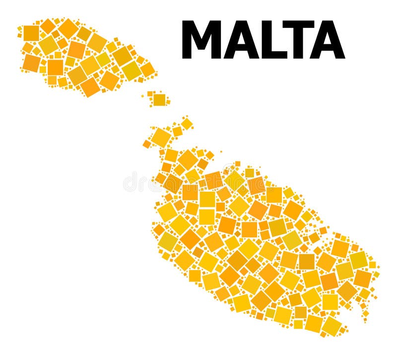 Gold Rotated Square Pattern Map Of Malta Stock Illustration