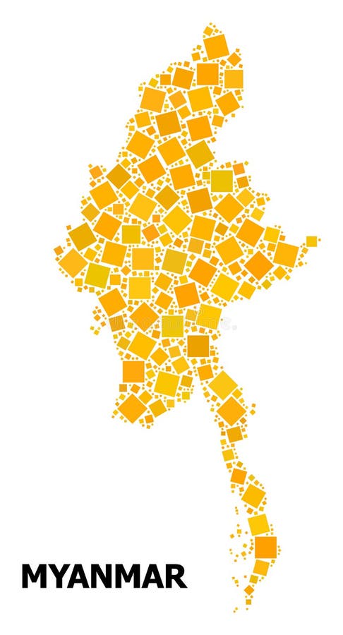 Gold Rotated Square Pattern Map of Myanmar Stock Illustration ...