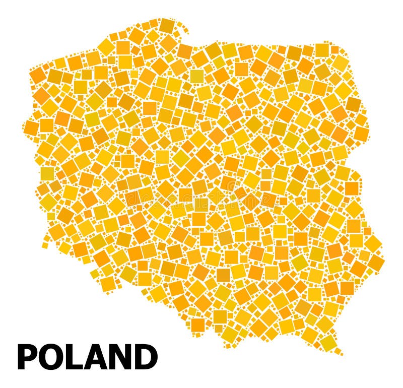 Gold Rotated Square Pattern Map of Poland Stock Illustration ...
