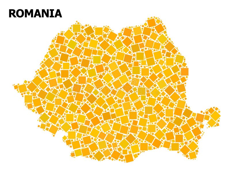 Gold Rotated Square Pattern Map of Romania Stock Illustration ...