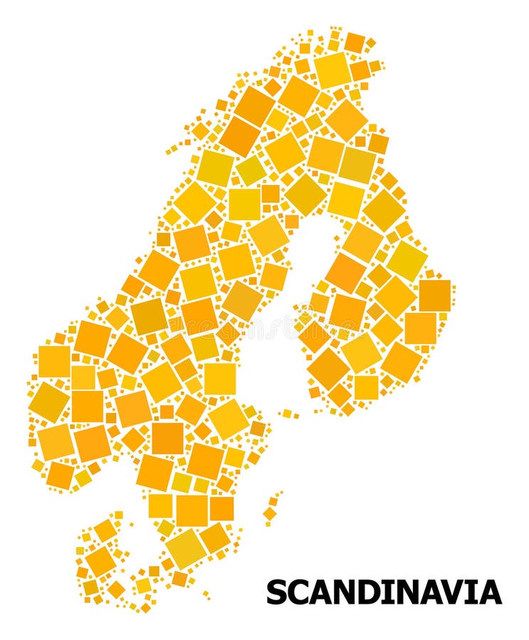 Gold Rotated Square Pattern Map of Scandinavia Stock Illustration ...
