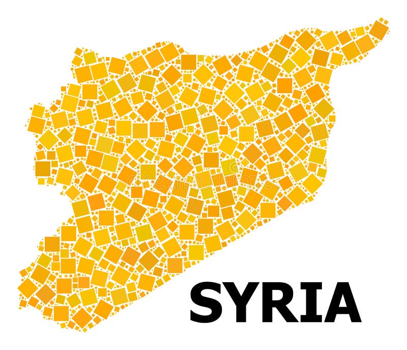 Gold Rotated Square Pattern Map of Syria Stock Illustration ...