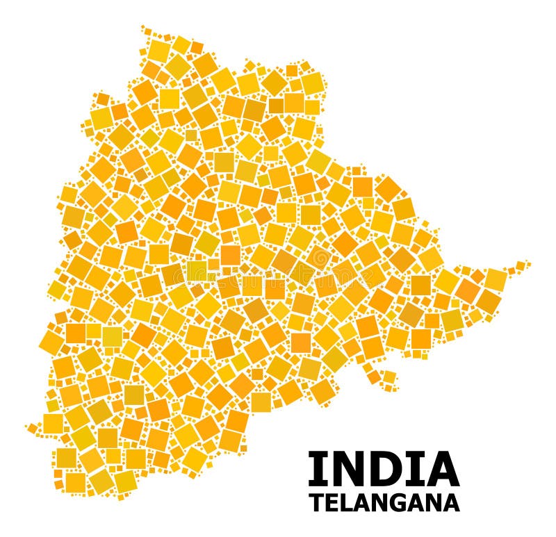 Gold Rotated Square Pattern Map of Telangana State Stock Illustration ...