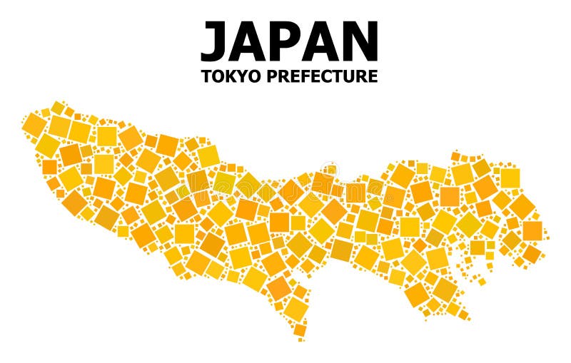 Gold Rotated Square Pattern Map of Tokyo Prefecture Stock Illustration ...