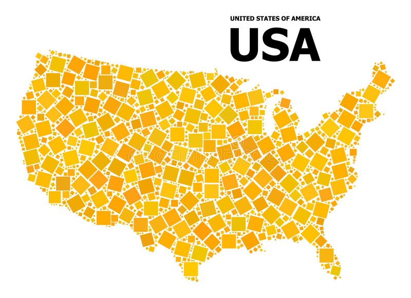 Gold Rotated Square Pattern Map of USA Stock Illustration ...
