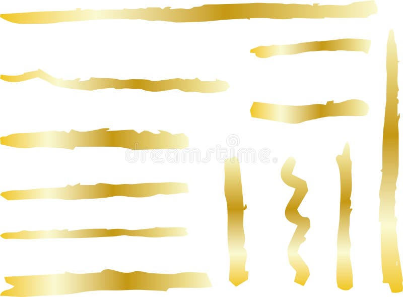 Gold Rough Lines Written with a Brush Stock Vector - Illustration of ...