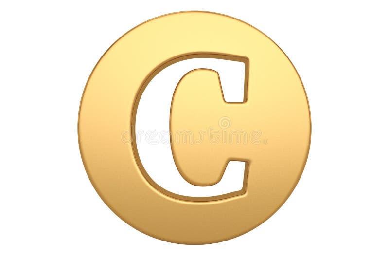 Gold Round Alphabet Sign Isolated on White Background Stock ...