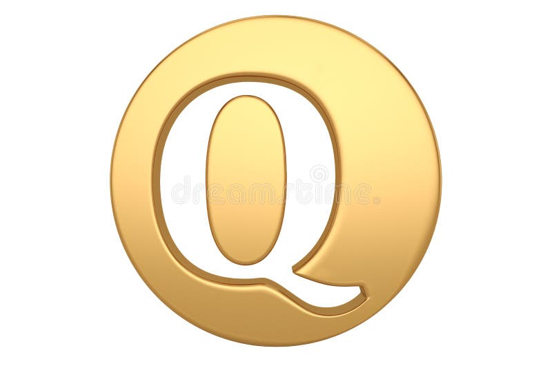 Gold Round Alphabet Sign Isolated on White Background. 3D Illustration ...