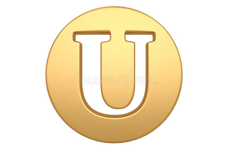 Gold Round Alphabet Sign Isolated on White Background. 3D Illustration ...