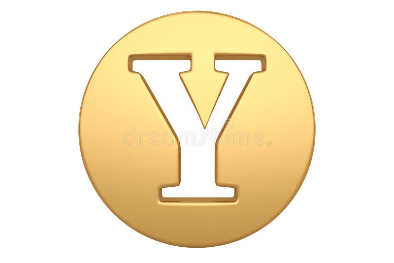 Gold Round Alphabet Sign Isolated on White Background. 3D Illustration ...