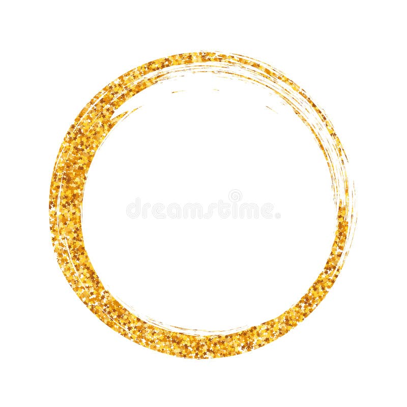Gold Round Brush Painted Ink Stamp Circle Banner on White Background ...