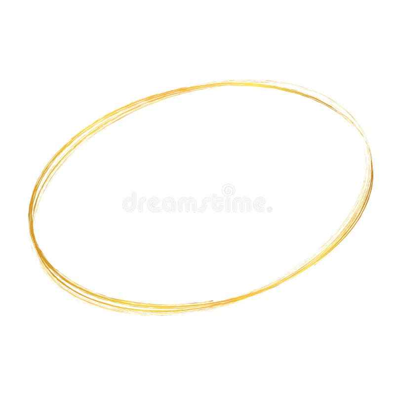 Gold Round Brush Painted Ink Stamp Circle Banner on White Background ...