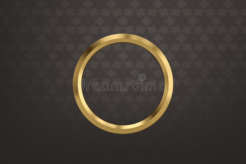 Gold Round Frame on Black Background. 3D Illustration Stock ...