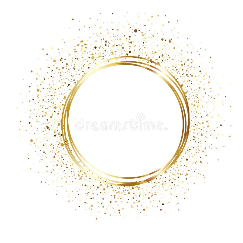 Gold Round Frame with Flying Glitter and Sequins Stock Vector ...