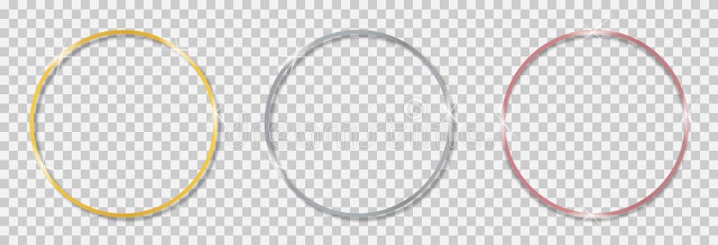 Gold Round Frame. Gold, Silver and Bronze Rings. Luxury Circle with ...