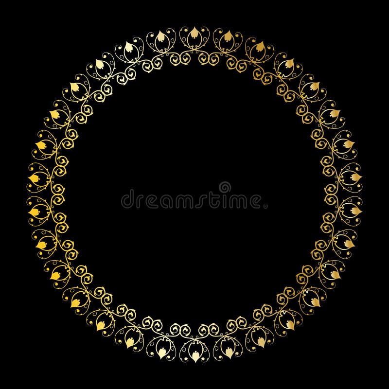 Gold Round Openwork Ornament. Decorative Round Frame Stock Vector ...