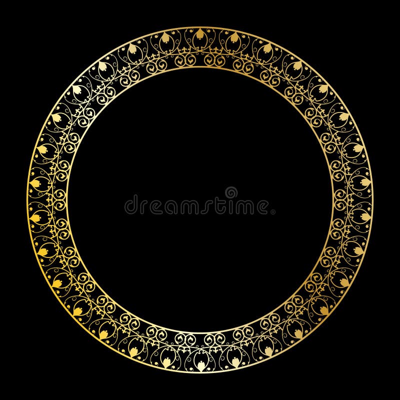 Gold Round Openwork Ornament. Decorative Round Frame. Elegant Design ...