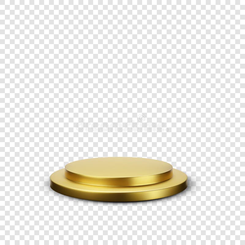Gold Round Podium Platform Isolated on Transparent Background. Empty ...