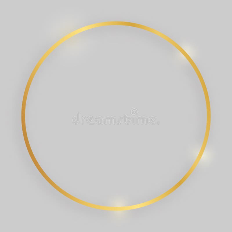 Gold Round Shiny Frame with Glowing Effects Stock Vector - Illustration ...