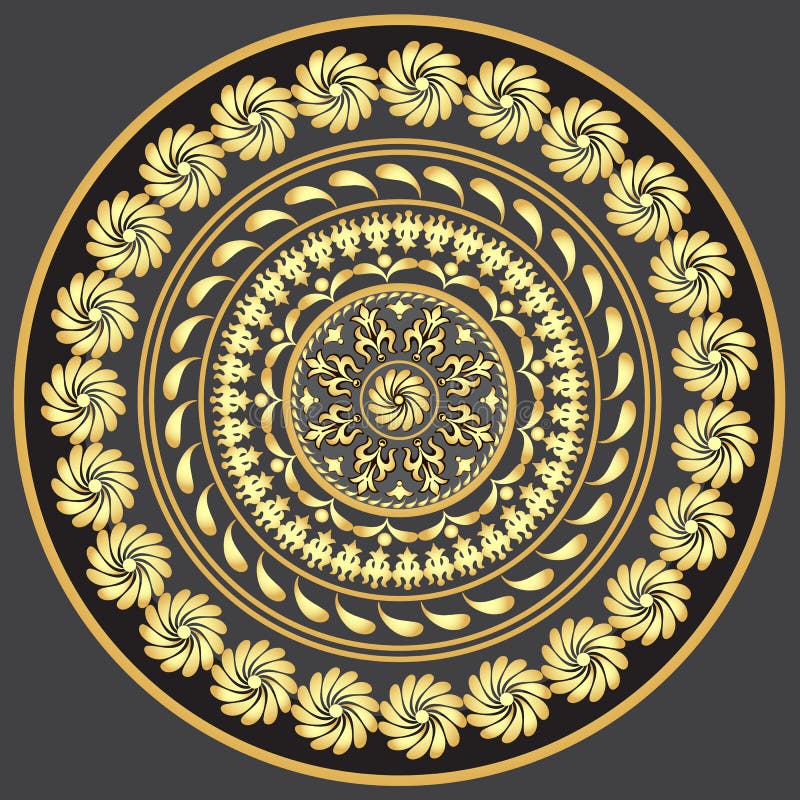 Gold Circle Frame Over Pattern Stock Illustrations – 91 Gold Circle ...