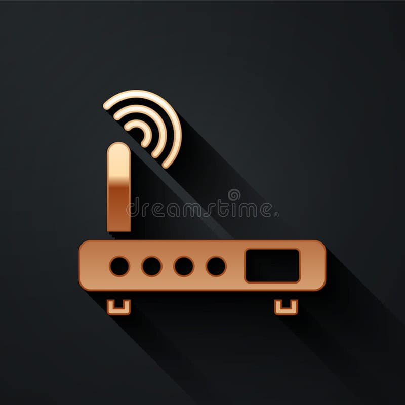 Gold Router and Wi-fi Signal Icon Isolated on Brown Background ...