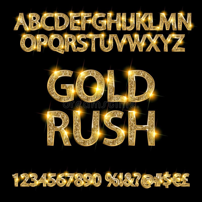 Gold Rush. Gold Alphabetic Fonts Stock Illustration - Illustration of ...