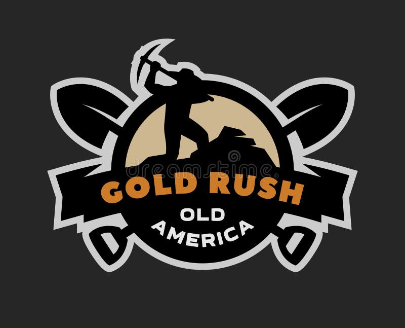 Gold Rush or Gold Mining Icons White on Black Flat Design Circle Set ...