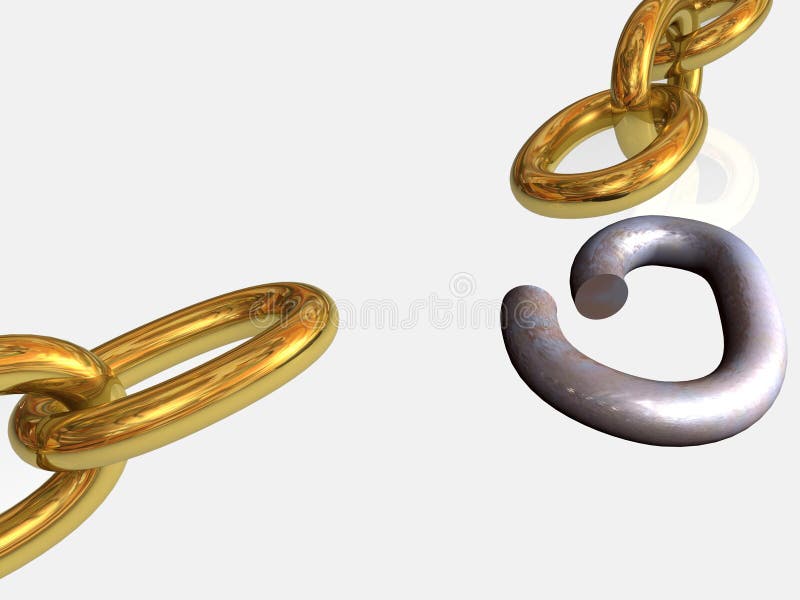 Gold and Rusty Broken Chain Stock Illustration - Illustration of power ...