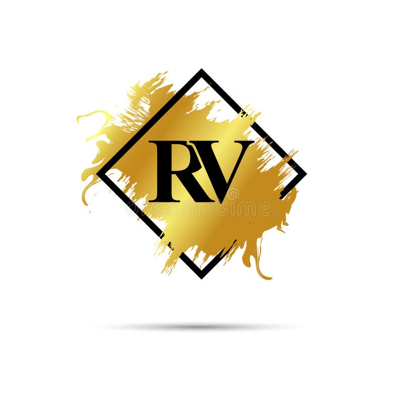 Gold RV Logo Symbol Vector Art Design Stock Illustration - Illustration ...